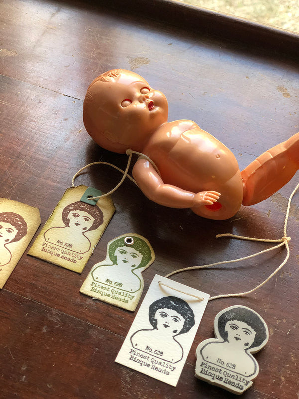'Vintage Bisque Doll Label' Rubber Stamp by Mic Moc (磁器人形付け紙) from ...