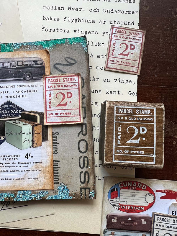 'Old Railway Parcel' Wood Rubber Stamp by Mic Moc (古い鉄道切符) from micmoc.com
