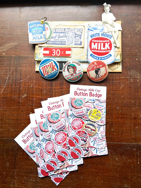 Button Badge 'Raw Milk Set C' (milk cap series) from micmoc.com - Mic Moc