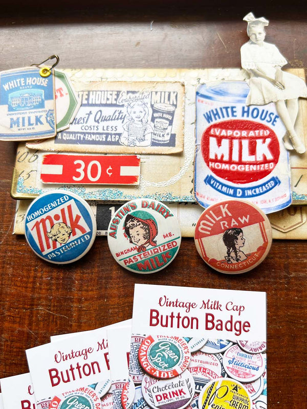 Button Badge 'Raw Milk Set C' (milk cap series) from micmoc.com - Mic Moc