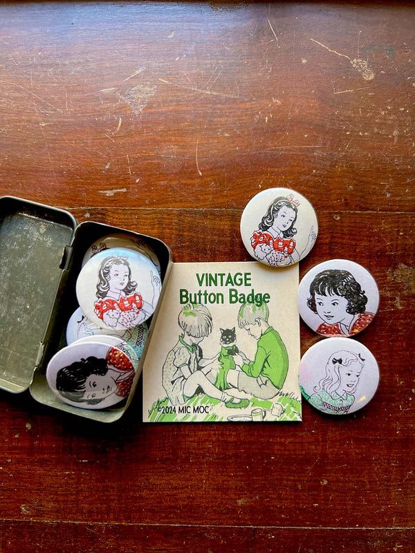 Button Badge 'Vintage Girls' Set A from micmoc.com - Mic Moc