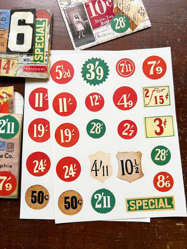 'Vintage Price Tags' A6 Retro Stickers by Mic Moc (40 Pc) from micmoc ...