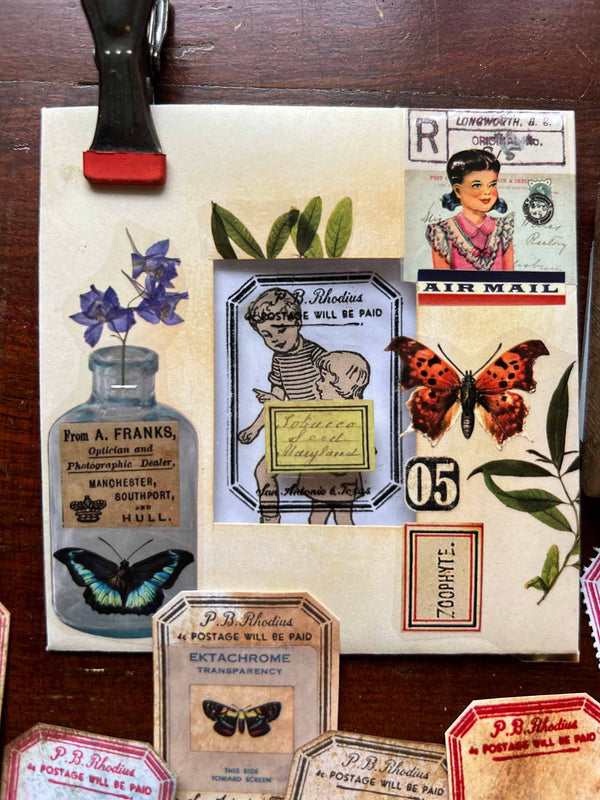 'Old Postal Label' Wood Rubber Stamp by Mic Moc(古い郵便ラベル) from micmoc.com